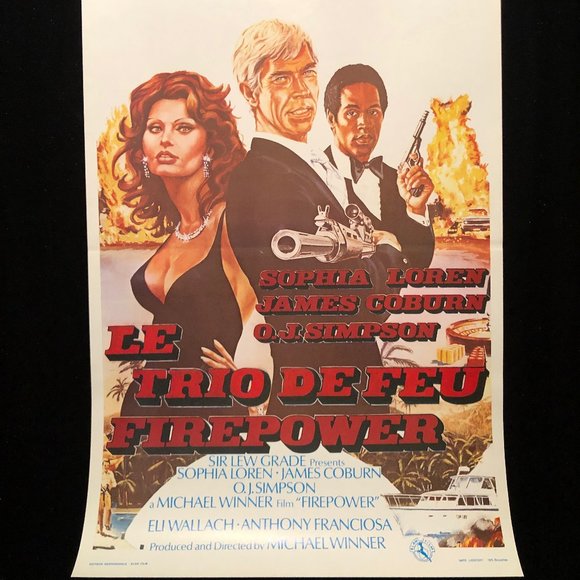 Art | Firepower 1979 Belgian Movie Poster Sophia Loren Oj Simpson W Gun James Coburn | Poshmark